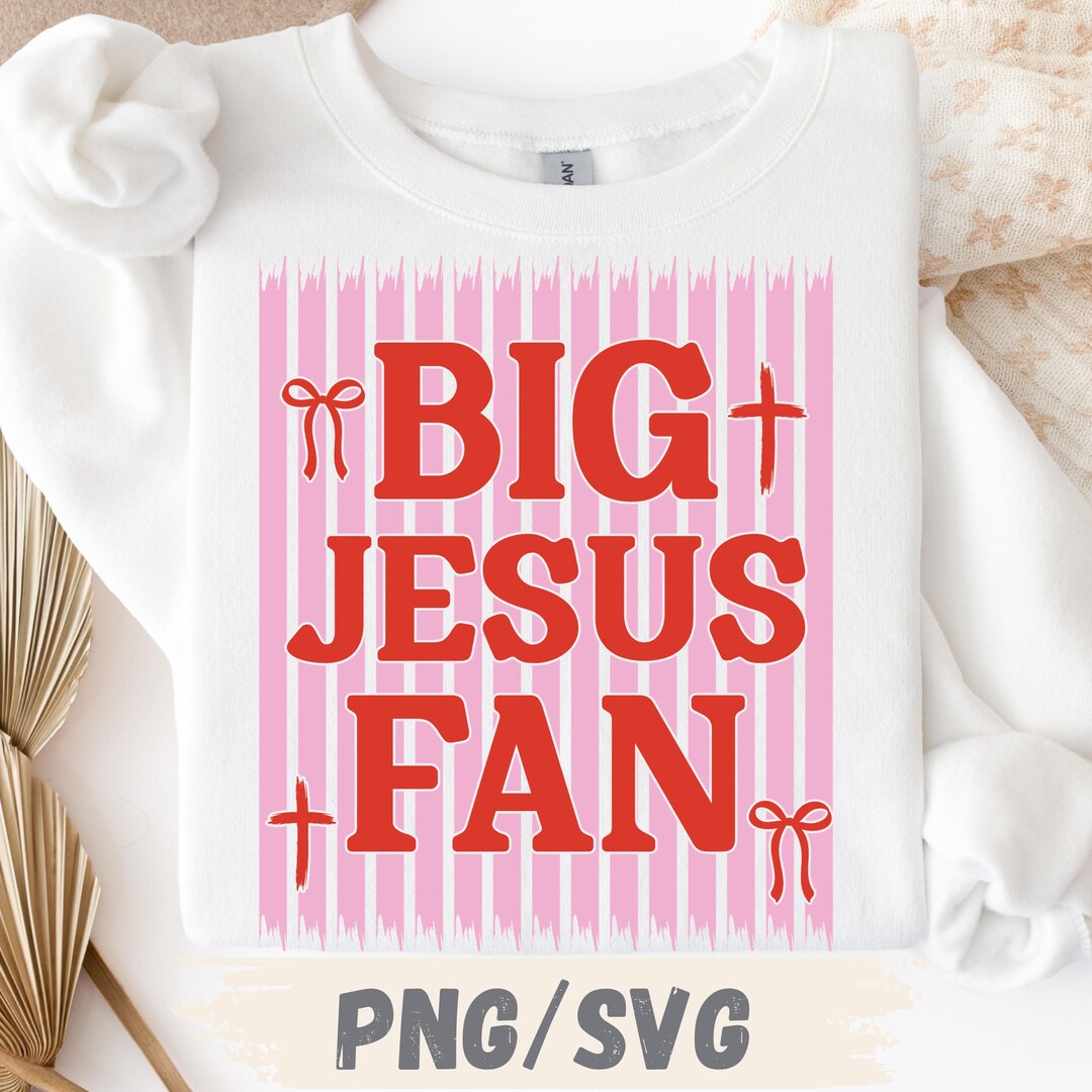 Big Jesus Fan Christian Faith Design: Retro Bow Cross PNG SVG (digital ...