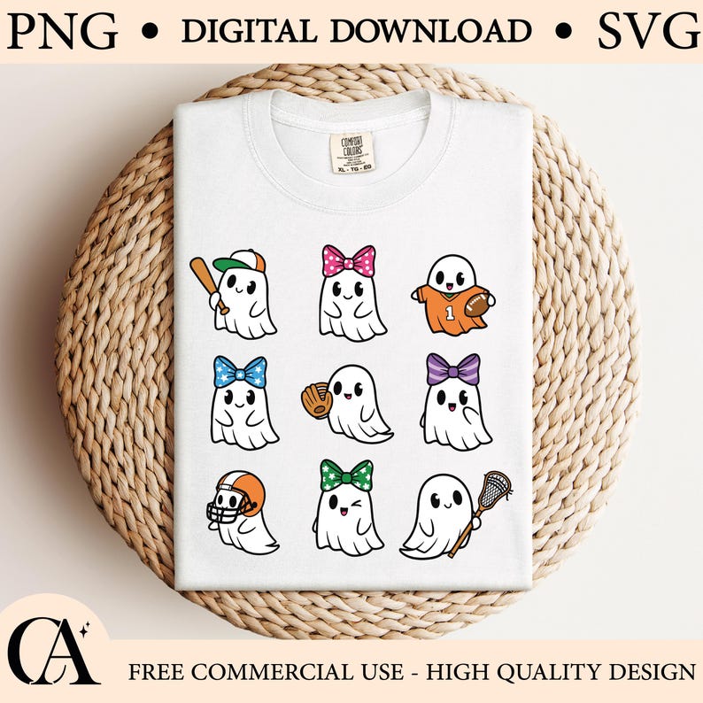 Sports Team Ghosts SVG PNG | Halloween Shirt Design (digital Download ...
