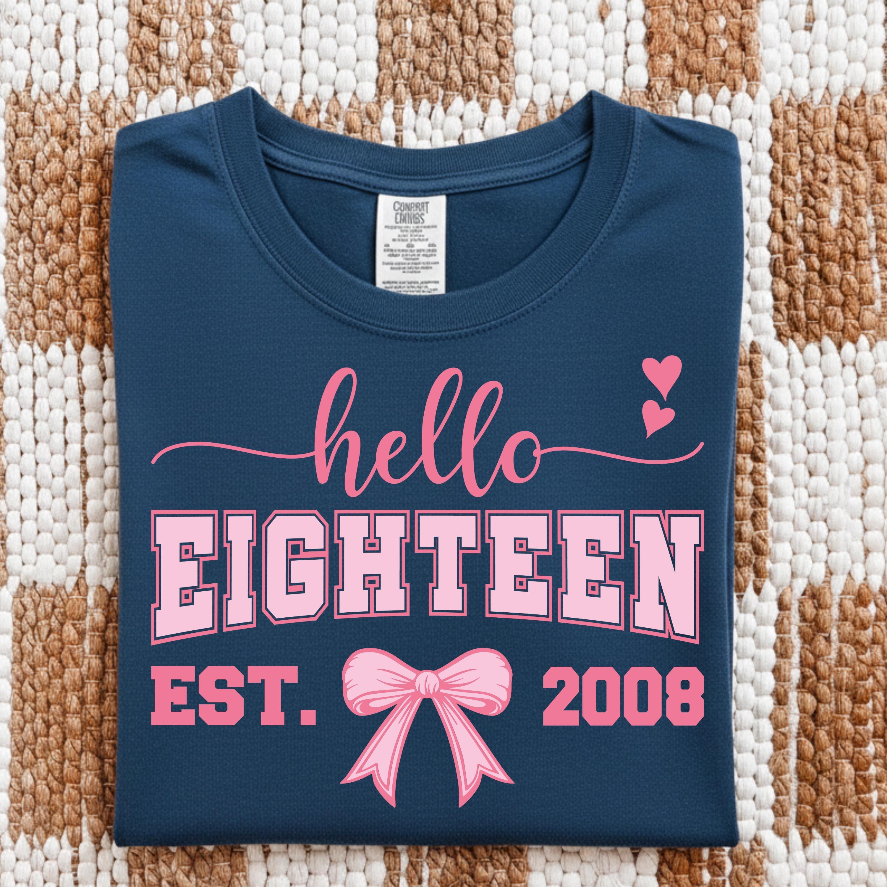 18th Birthday Girl SVG: Hello Eighteen Bow Design (digital Download PNG ...
