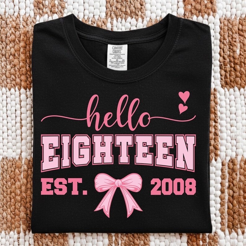 18th Birthday Girl SVG: Hello Eighteen Bow Design (digital Download PNG ...