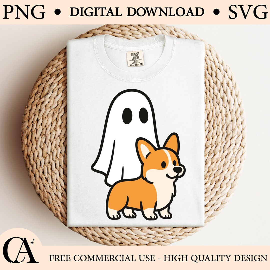 Corgi With Ghost Halloween Design: PNG SVG Digital Download - Etsy