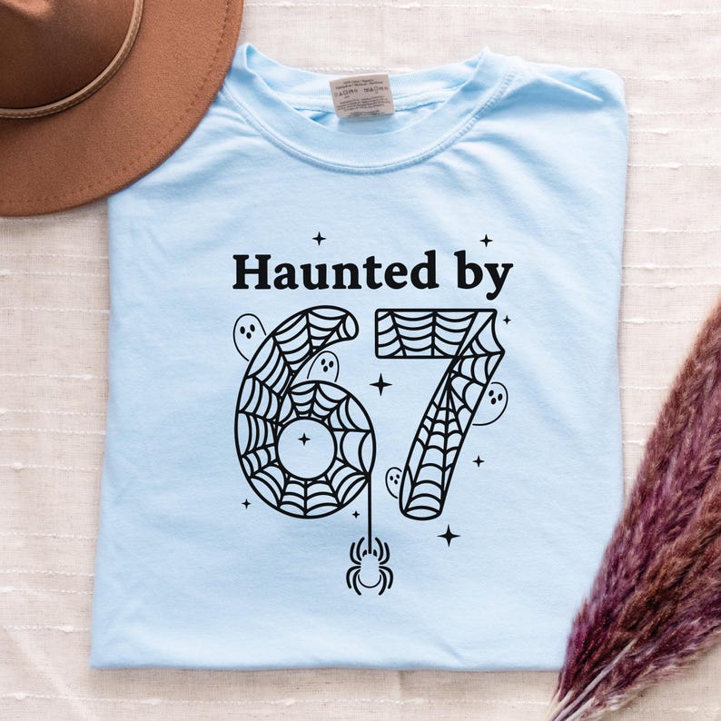 Haunted by 67 Halloween Shirt: Funny Spider Web Numbers PNG SVG ...