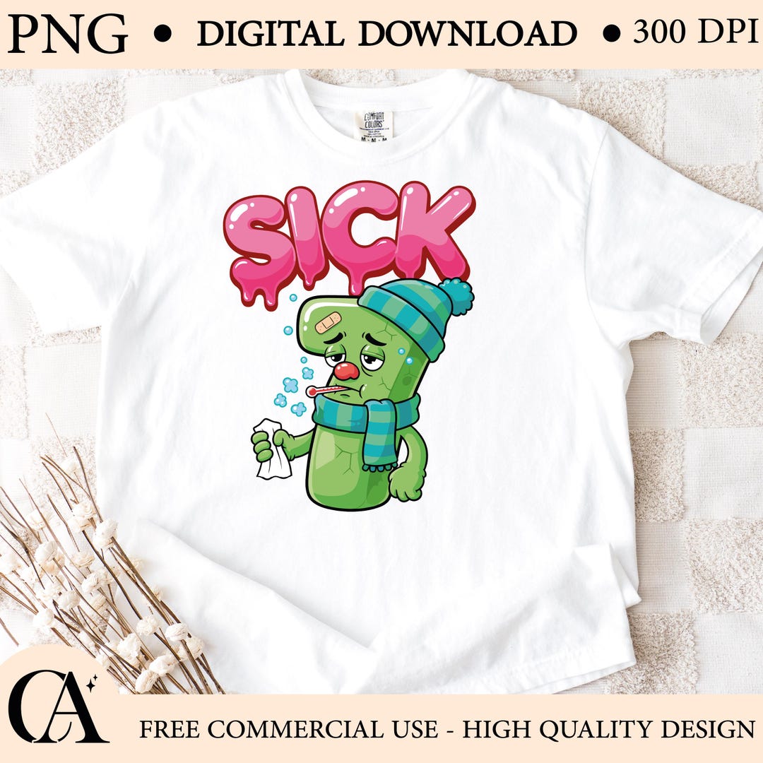Sick Cartoon Pickle Design: Funny Flu Humor PNG (digital Download) - Etsy