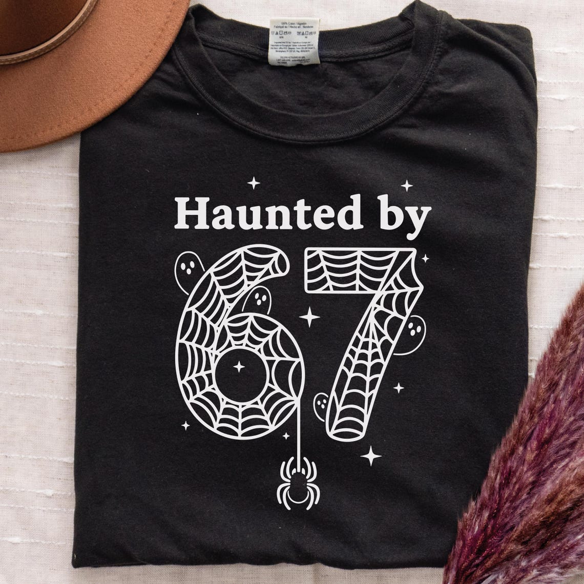 Haunted by 67 Halloween Shirt: Funny Spider Web Numbers PNG SVG ...