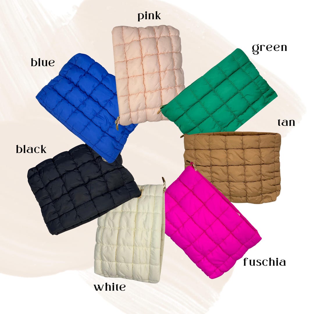 Puffed Nylon Cosmetic Bag | Zipper Travel Makeup Clutch | Vday Gift for ...