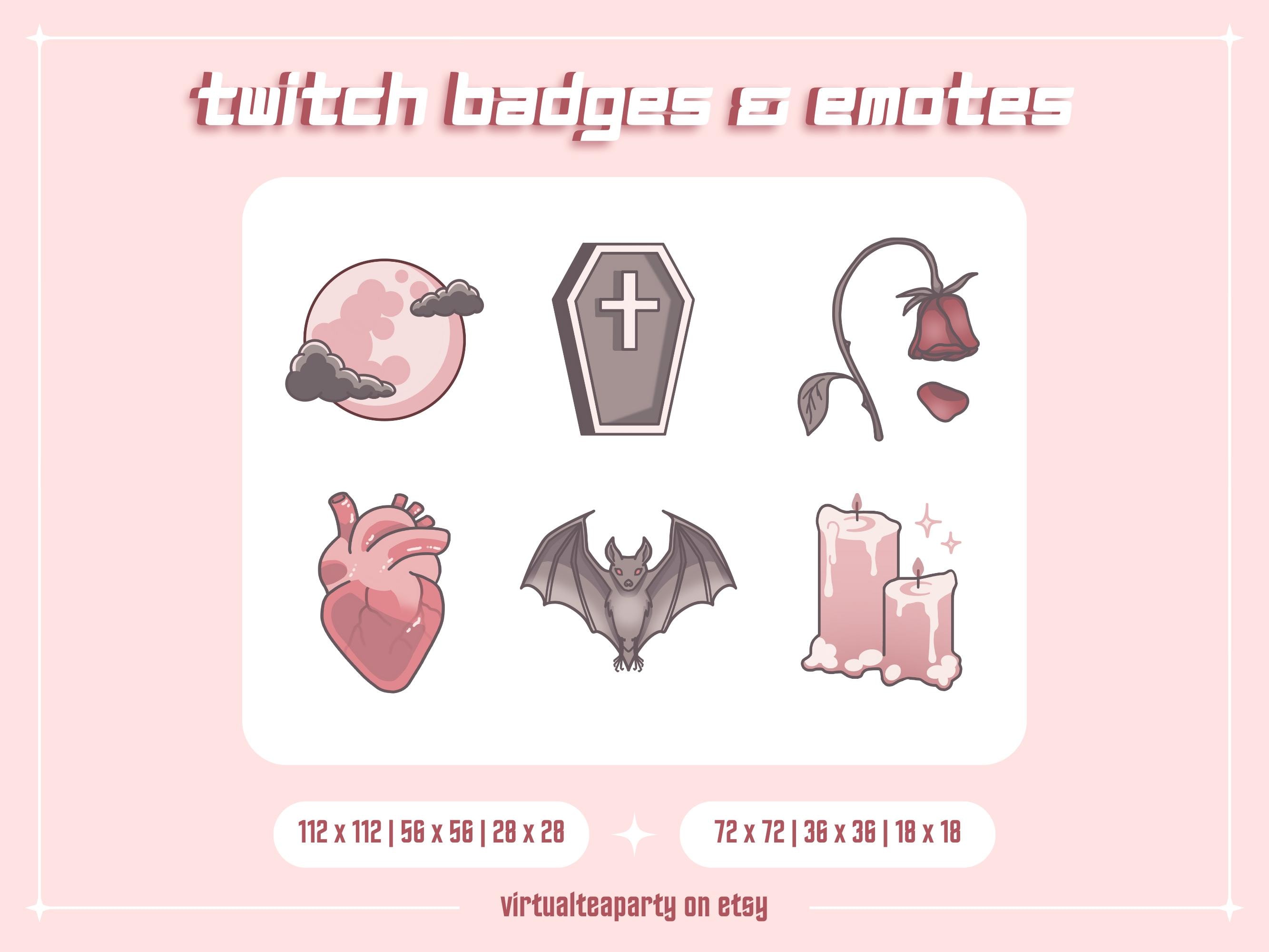 Romantic Goth Twitch Sub Badges Emotes Channel Points Icons Stream Cute ...