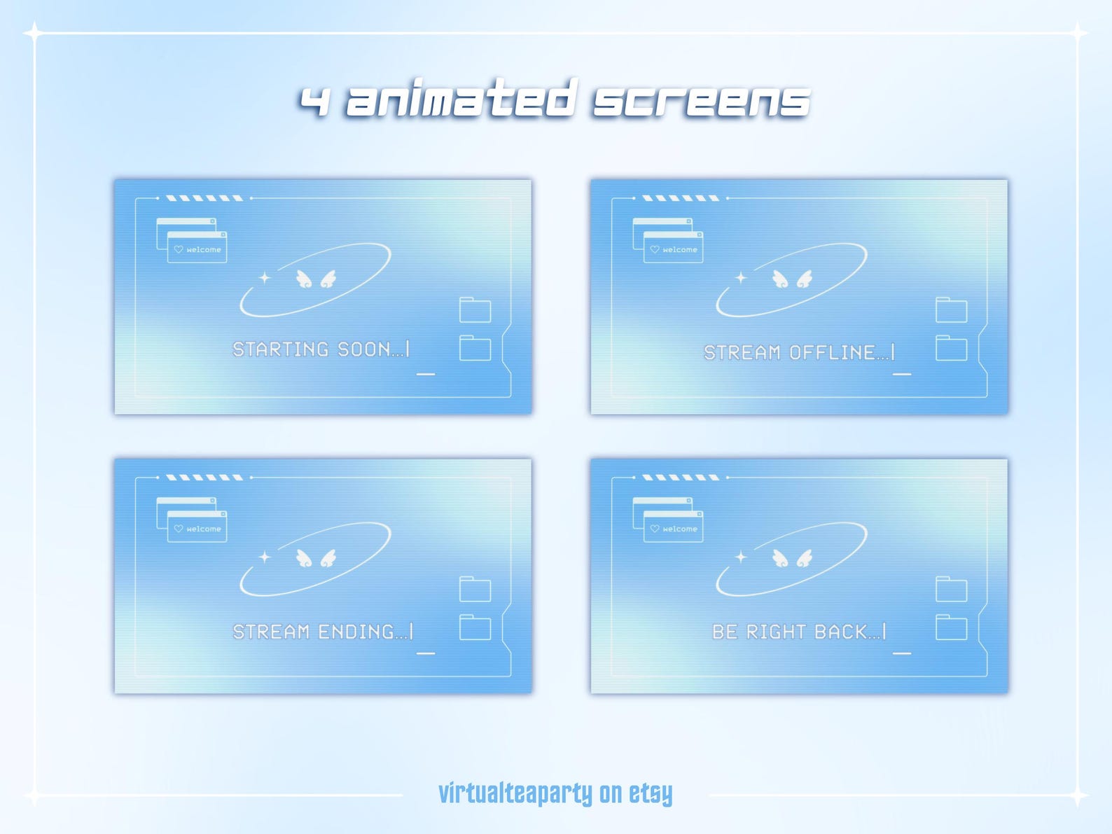Cyber Angel Y2K Animated Stream Package Twitch Overlay Bundle Pastel ...