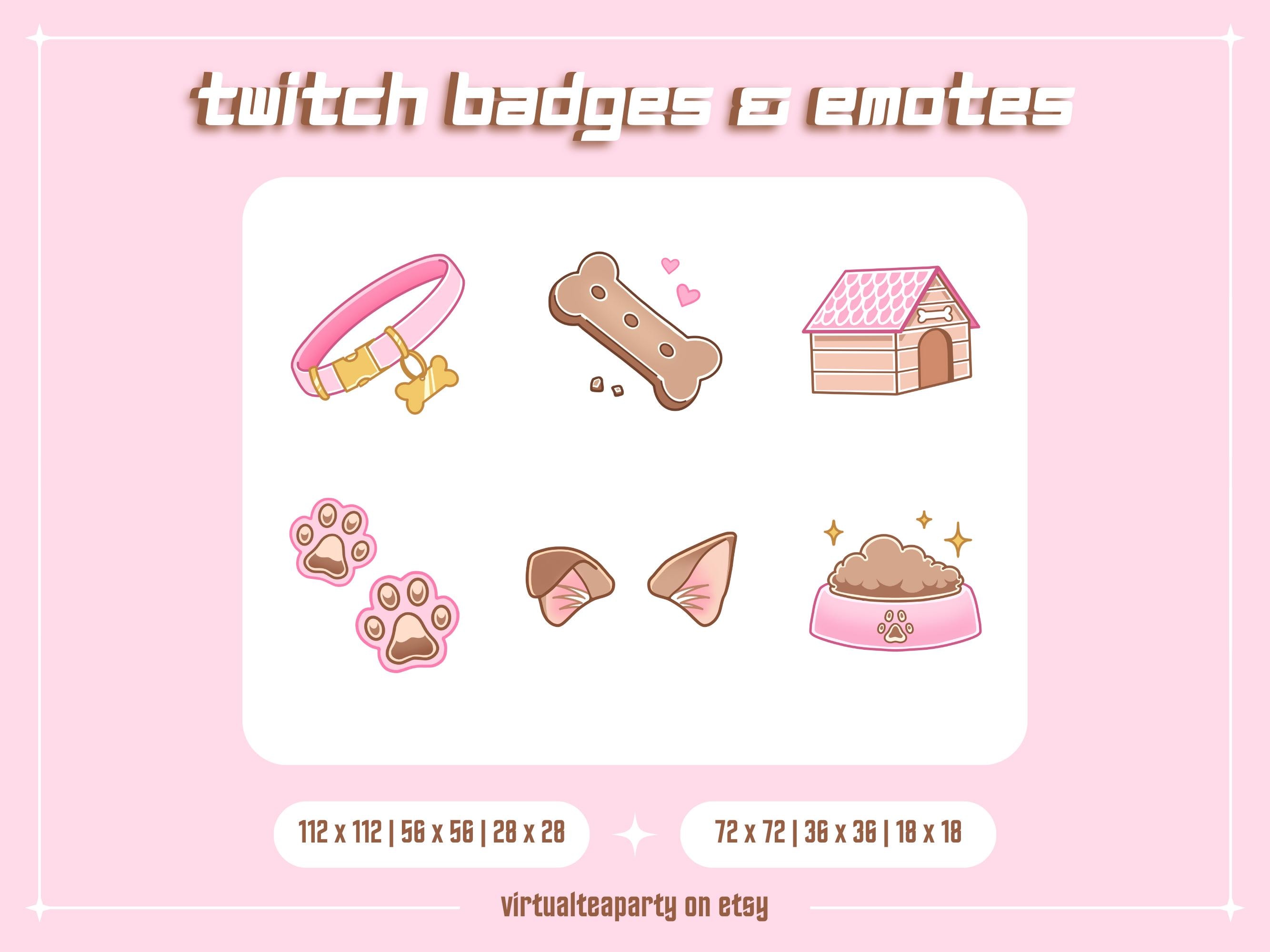 Puppy Twitch Sub Badges Emotes Channel Points Icons Stream Cute Pink ...
