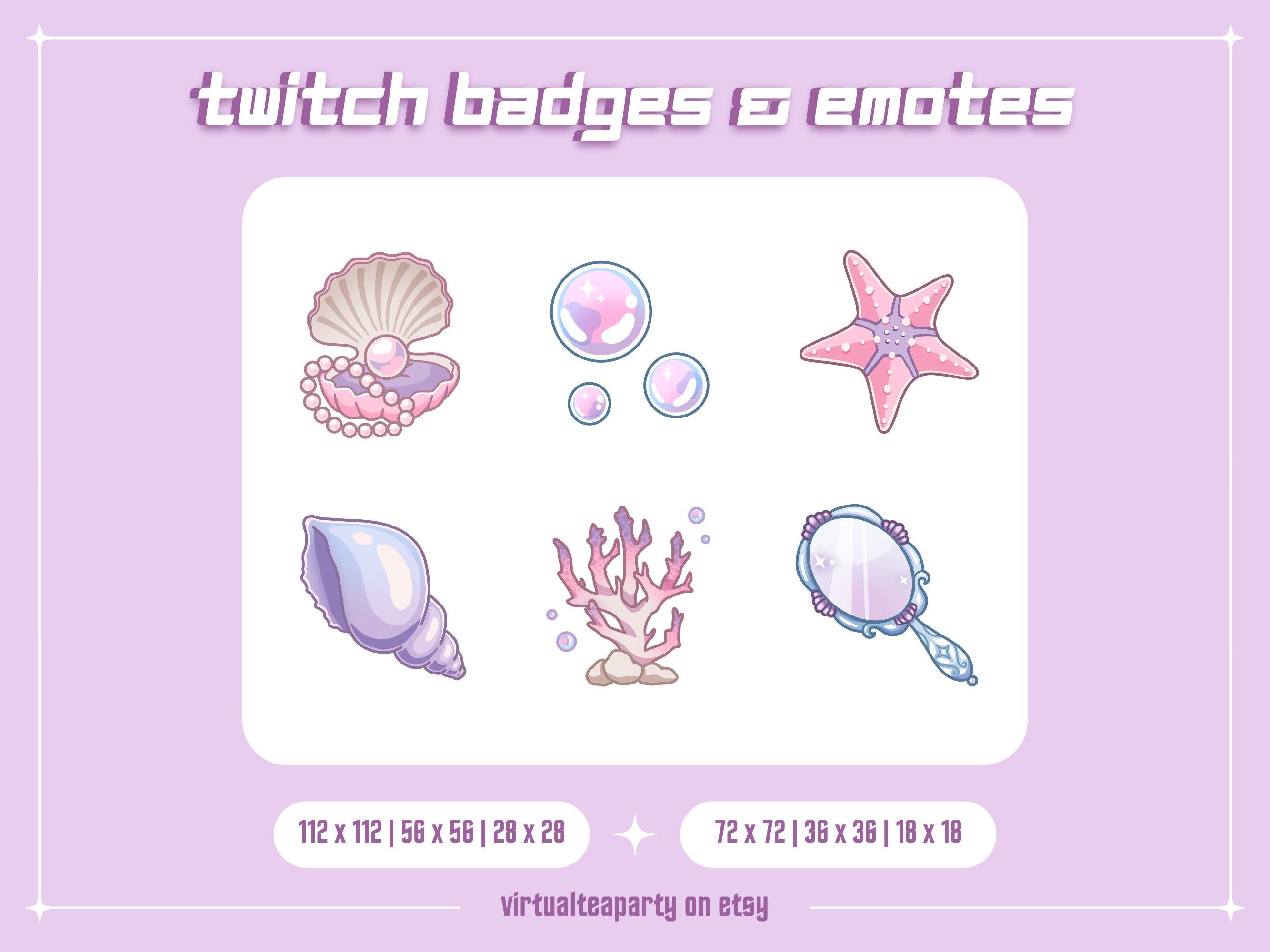 Mermaid Twitch Sub Badges Emotes Channel Points Icons Stream Cute Sea ...