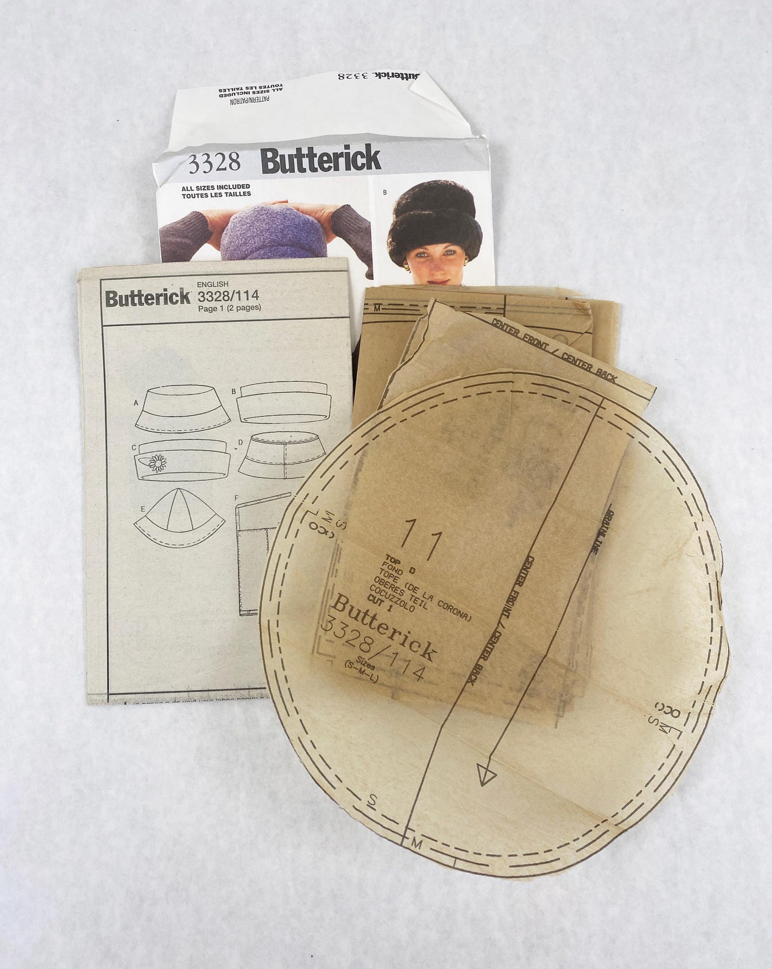 Butterick Pattern 3328 – Cut to Large, Stylish Hat Pattern, S–L Sizes ...