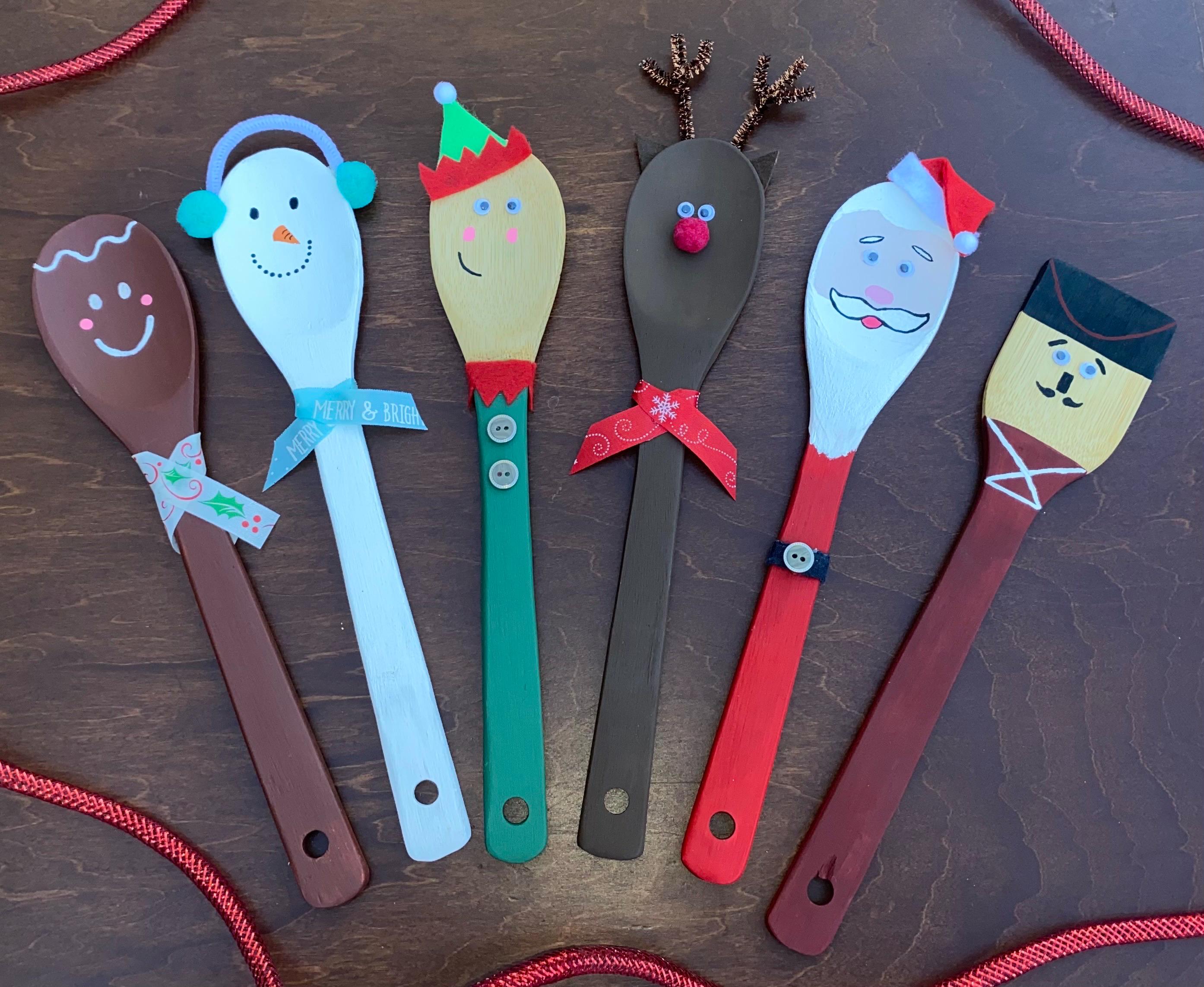 Whimsical Hand-painted Christmas Character Wooden Spoons Set of 6 - Etsy