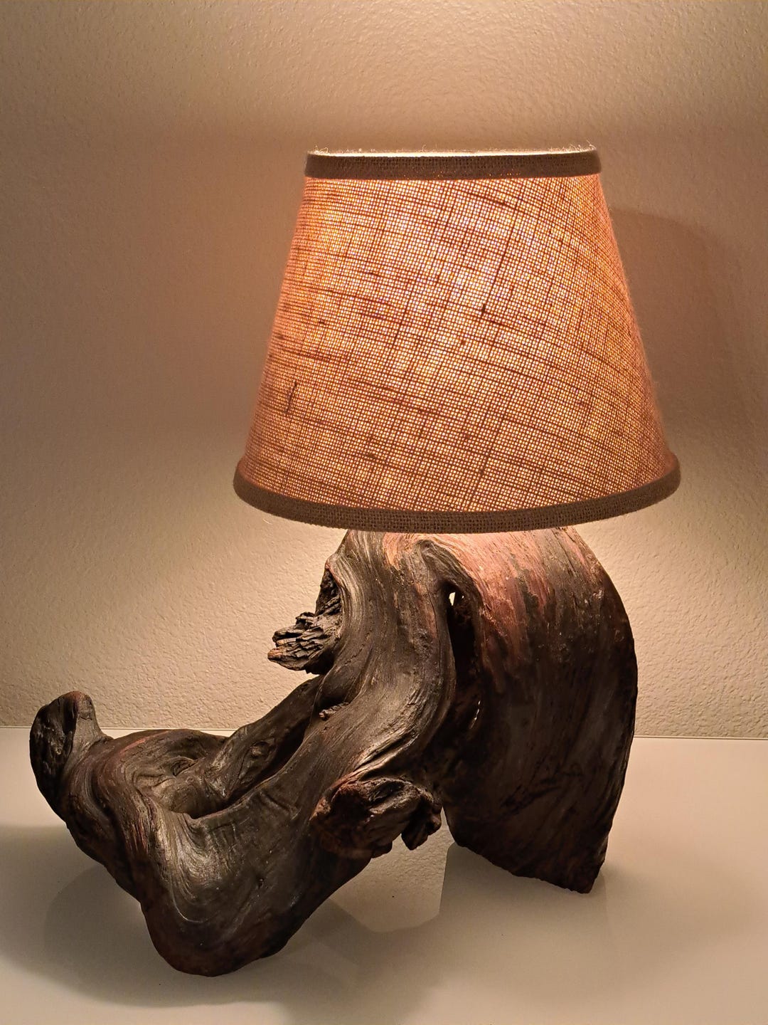 Vintage Natural Rustic Driftwood Table Lamp - Etsy