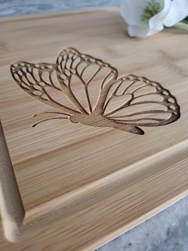 Beautiful Laser Engraved Bamboo Cutting Board Monarch Butterfly - Etsy