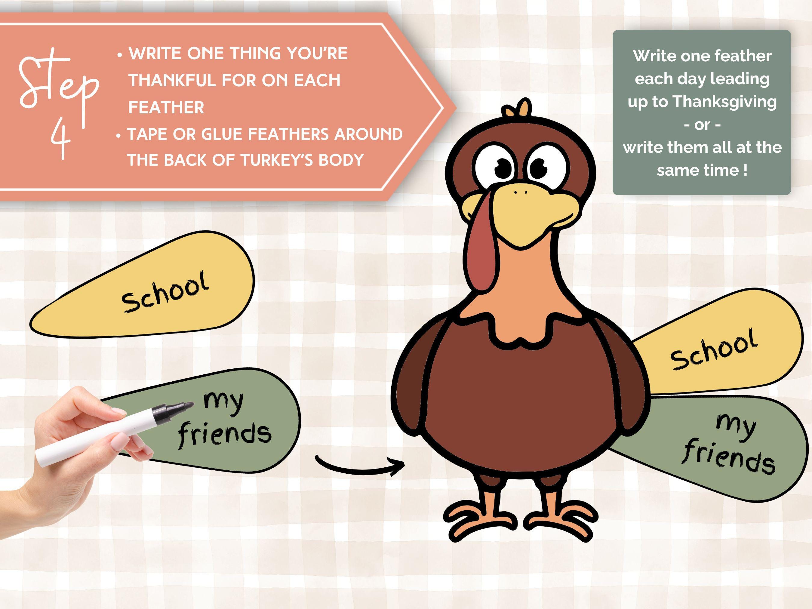Thankful Turkey Thanksgiving Craft and Coloring Pages - Kids Gratitude ...