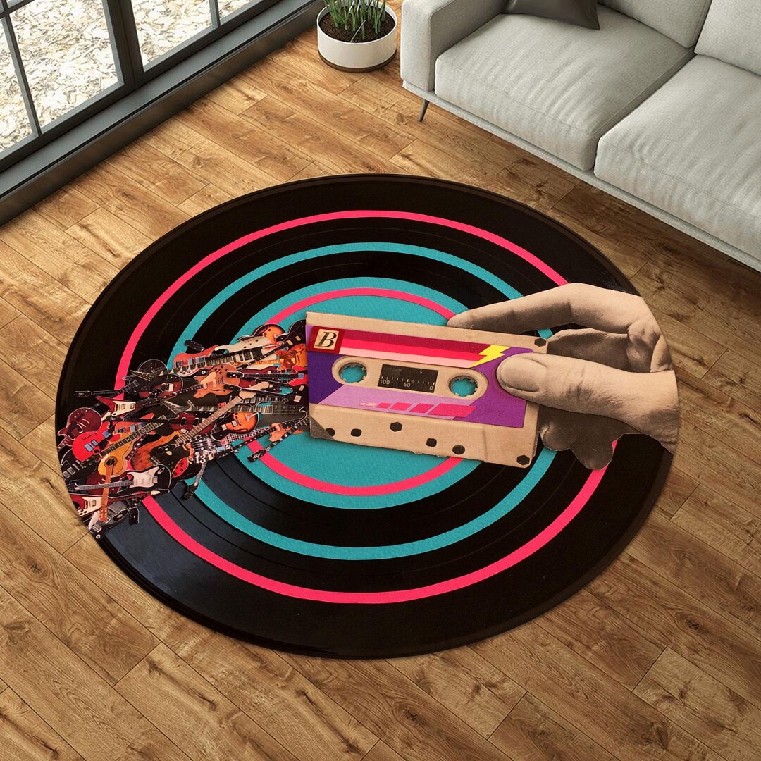 Record Rug, Colorful Record Rug,casette Rug,round Rug,music Rug,music ...