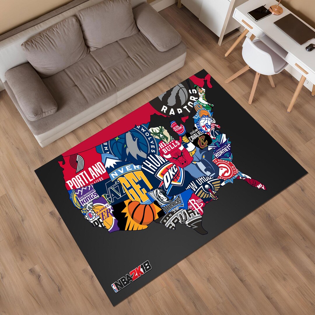 Nba Map Rug, Basketball Rug, Nba Team Rug,sport Rug,kids Room Rug ...