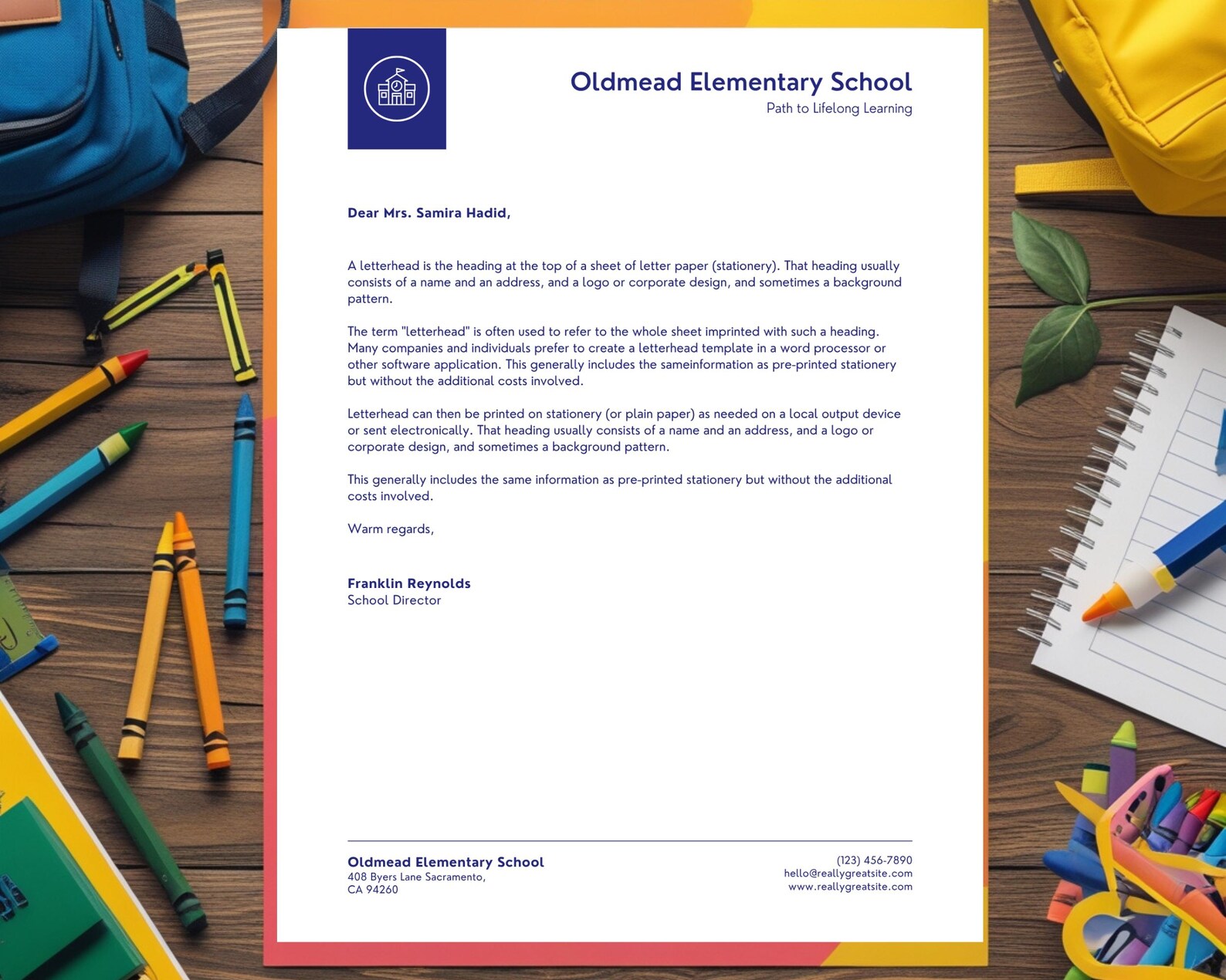 Editable Elementary School Letterhead | Microsoft Word Template | Cute ...
