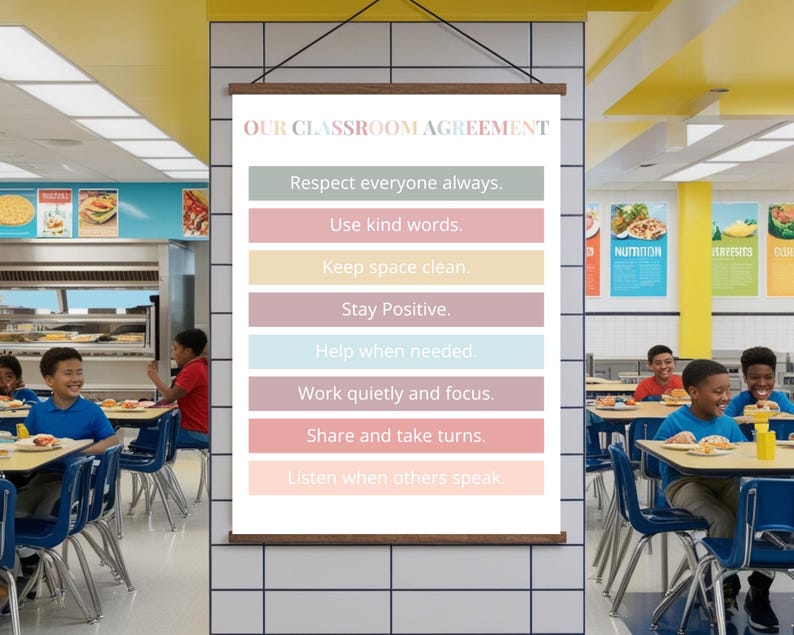 Editable Classroom Rules Poster: Pastel Class Agreement (digital ...