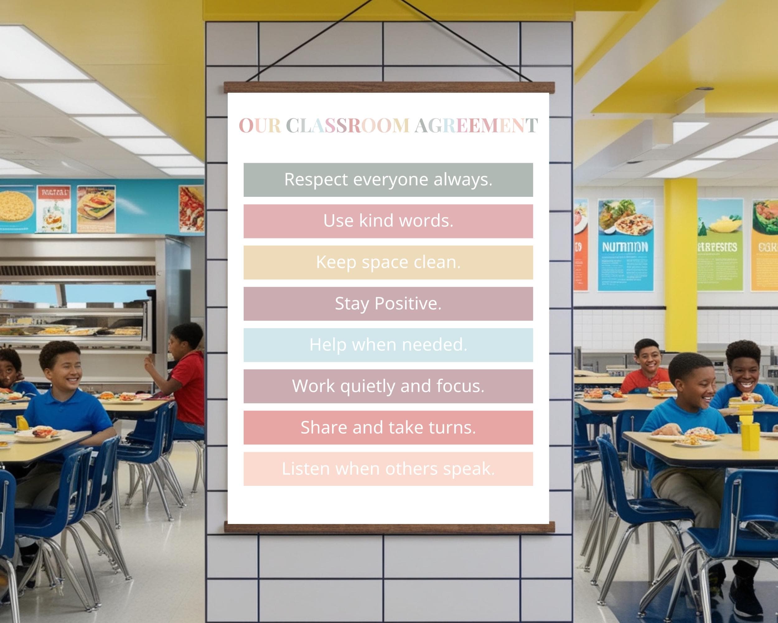 Editable Classroom Rules Poster: Pastel Class Agreement (digital ...