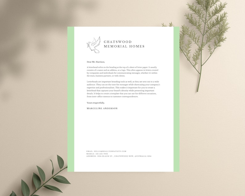 Elegant Church Letterhead Template | Printable Ministry Stationery ...