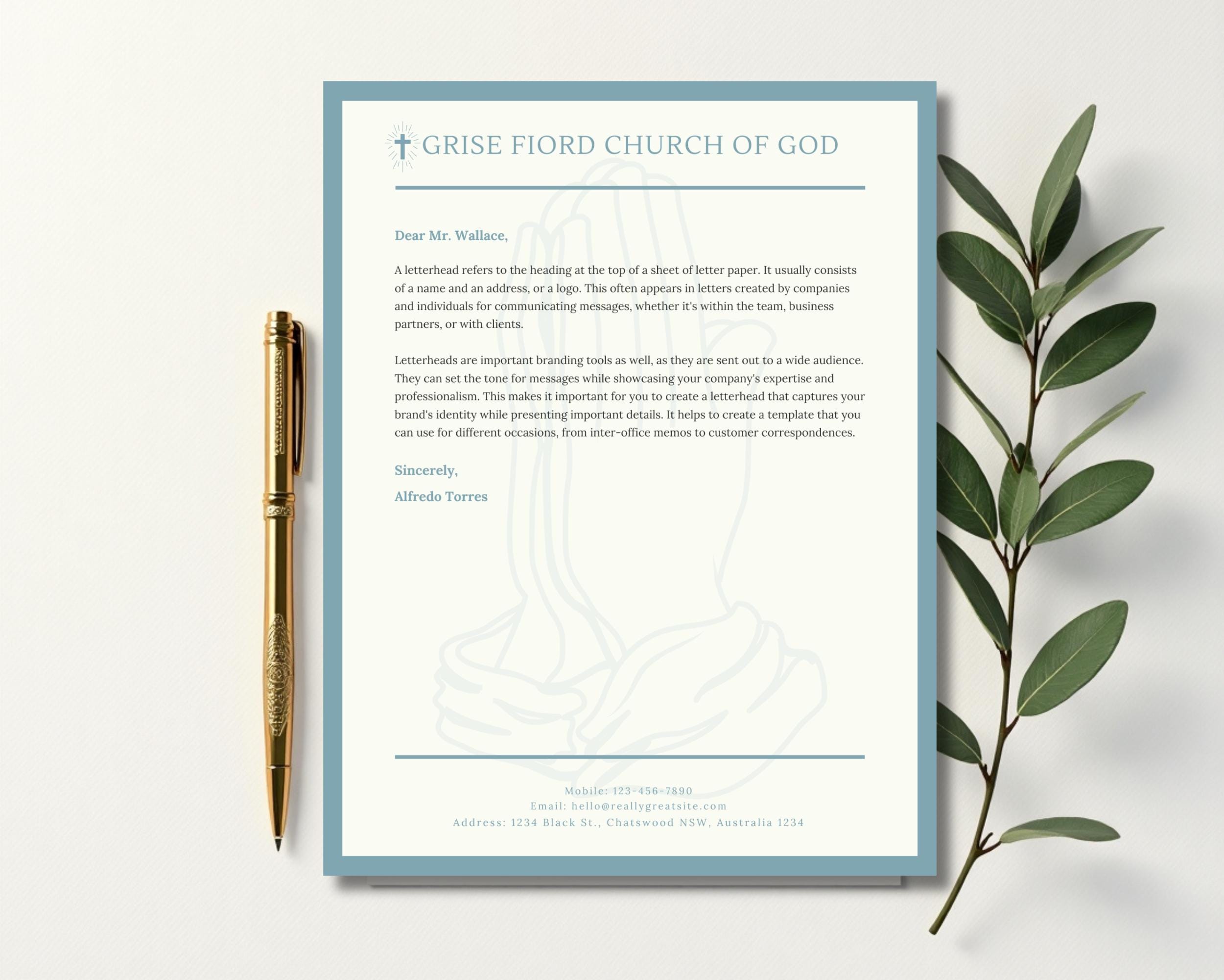 Blue Church Letterhead Template: Religious Stationery (microsoft Word ...