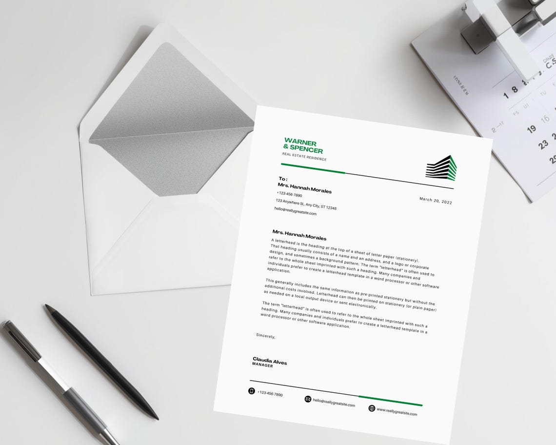 Real Estate Letterhead Template | Editable Word Document | Professional ...