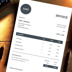 Editable Invoice Template Minimalist Business Invoice Boho Client Invoice Small Business ...