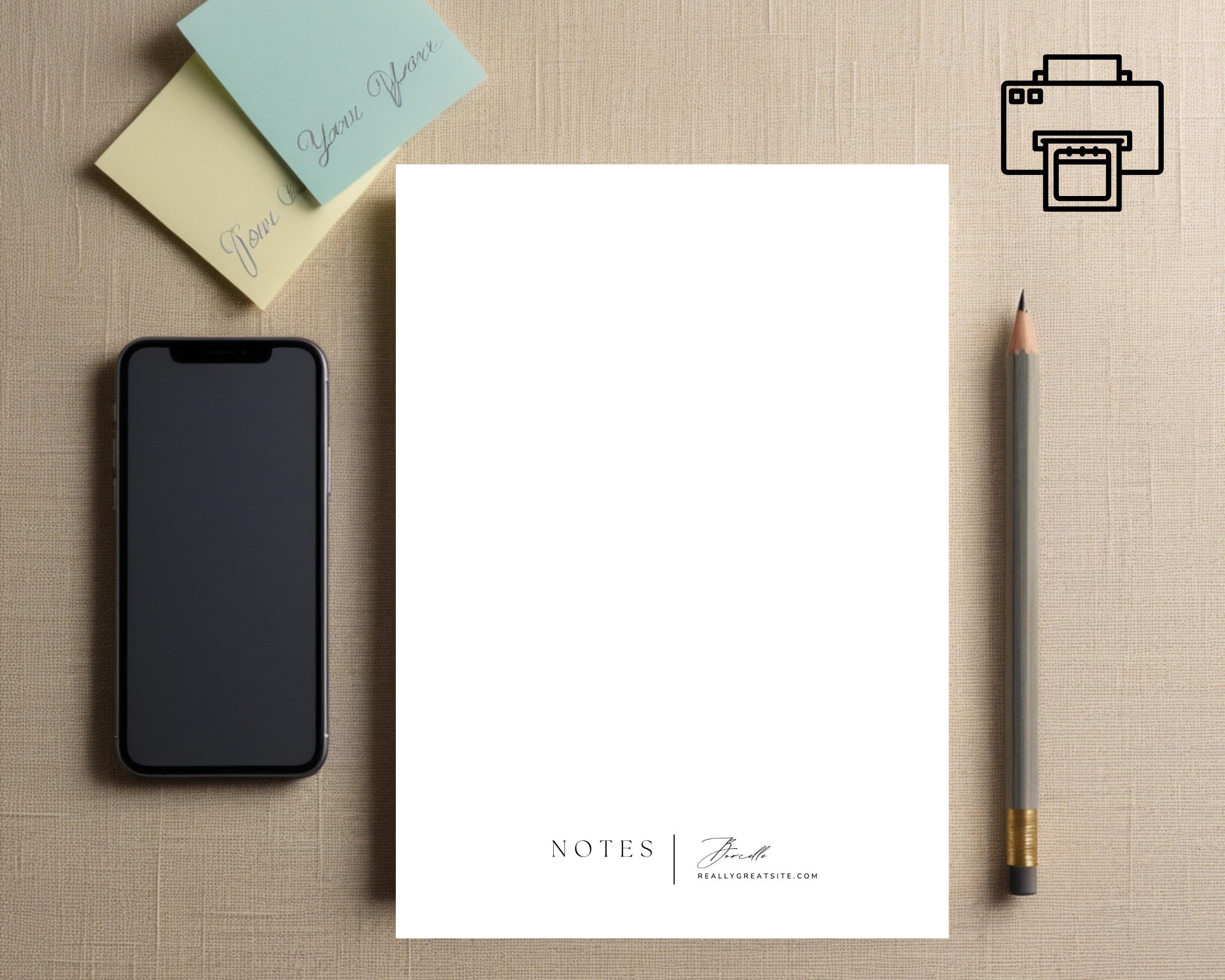 Printable Notes Page | Note Paper for Planner | Notes Insert ...