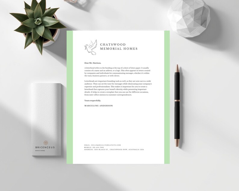 Elegant Church Letterhead Template | Printable Ministry Stationery ...