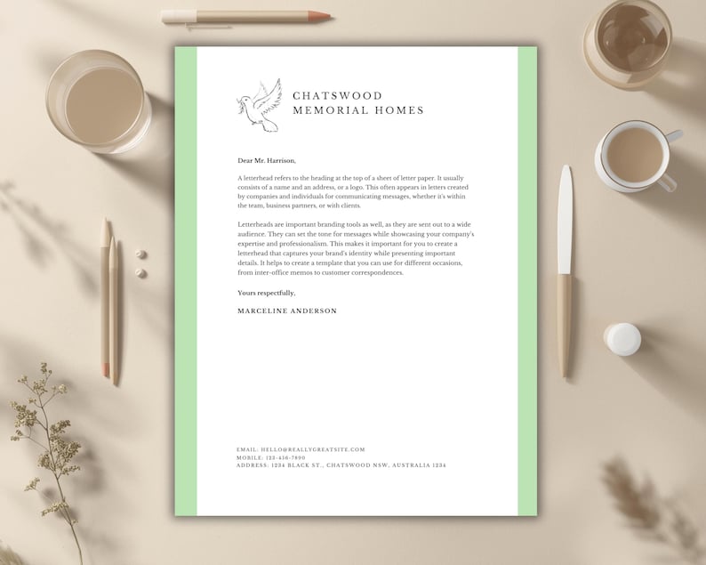 Elegant Church Letterhead Template | Printable Ministry Stationery ...
