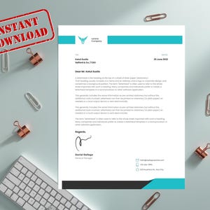 Modern Business Letterhead Template – Editable in Microsoft Word | Customizable & Printable ...