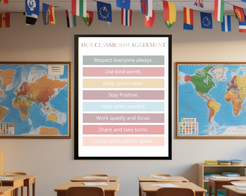 Editable Classroom Rules Poster: Pastel Class Agreement (digital ...