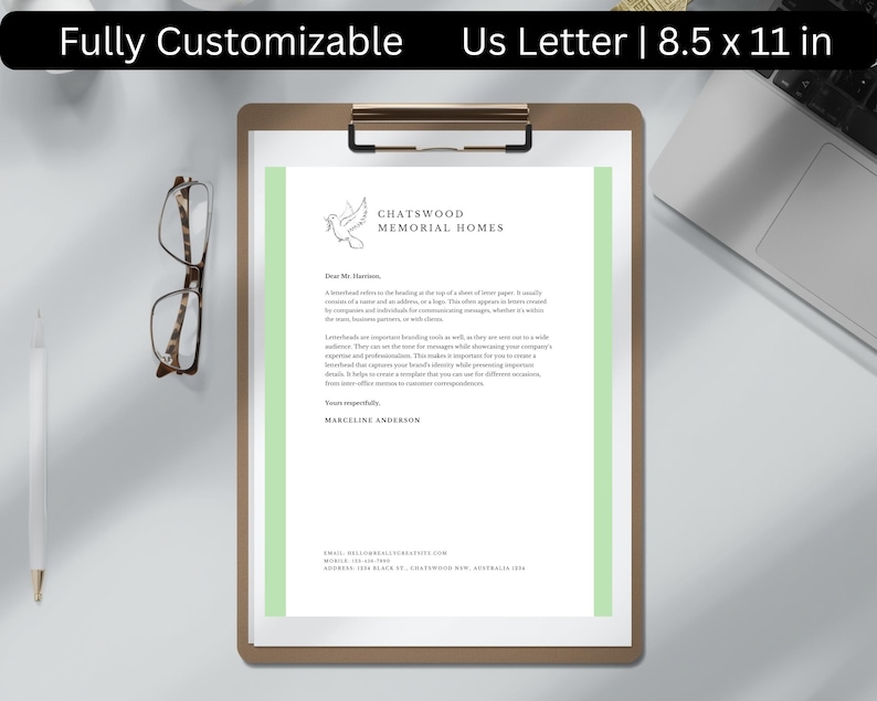 Elegant Church Letterhead Template | Printable Ministry Stationery ...