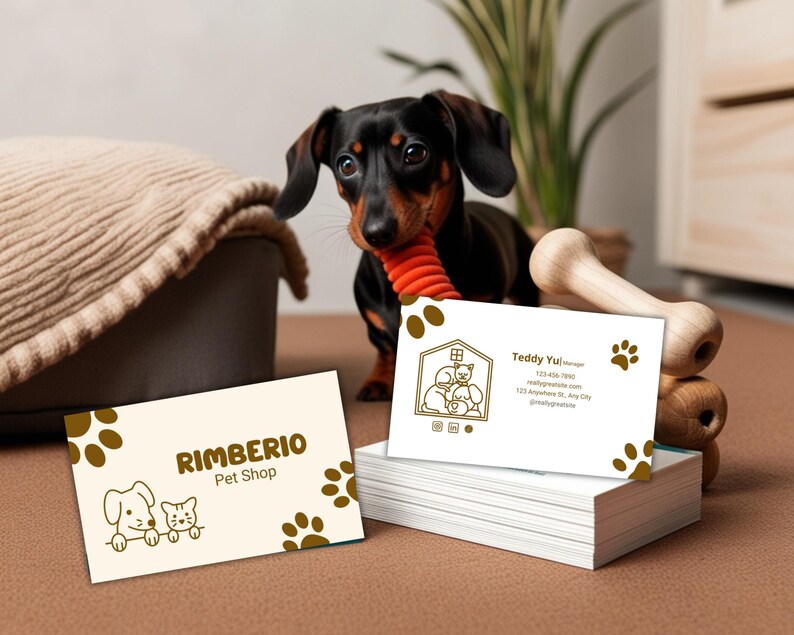 Editable Pet Business Card Template: QR Code Canva Design (digital ...