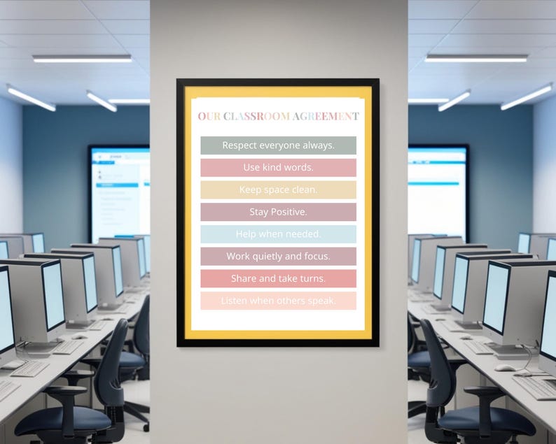 Editable Classroom Rules Poster: Pastel Class Agreement (digital ...