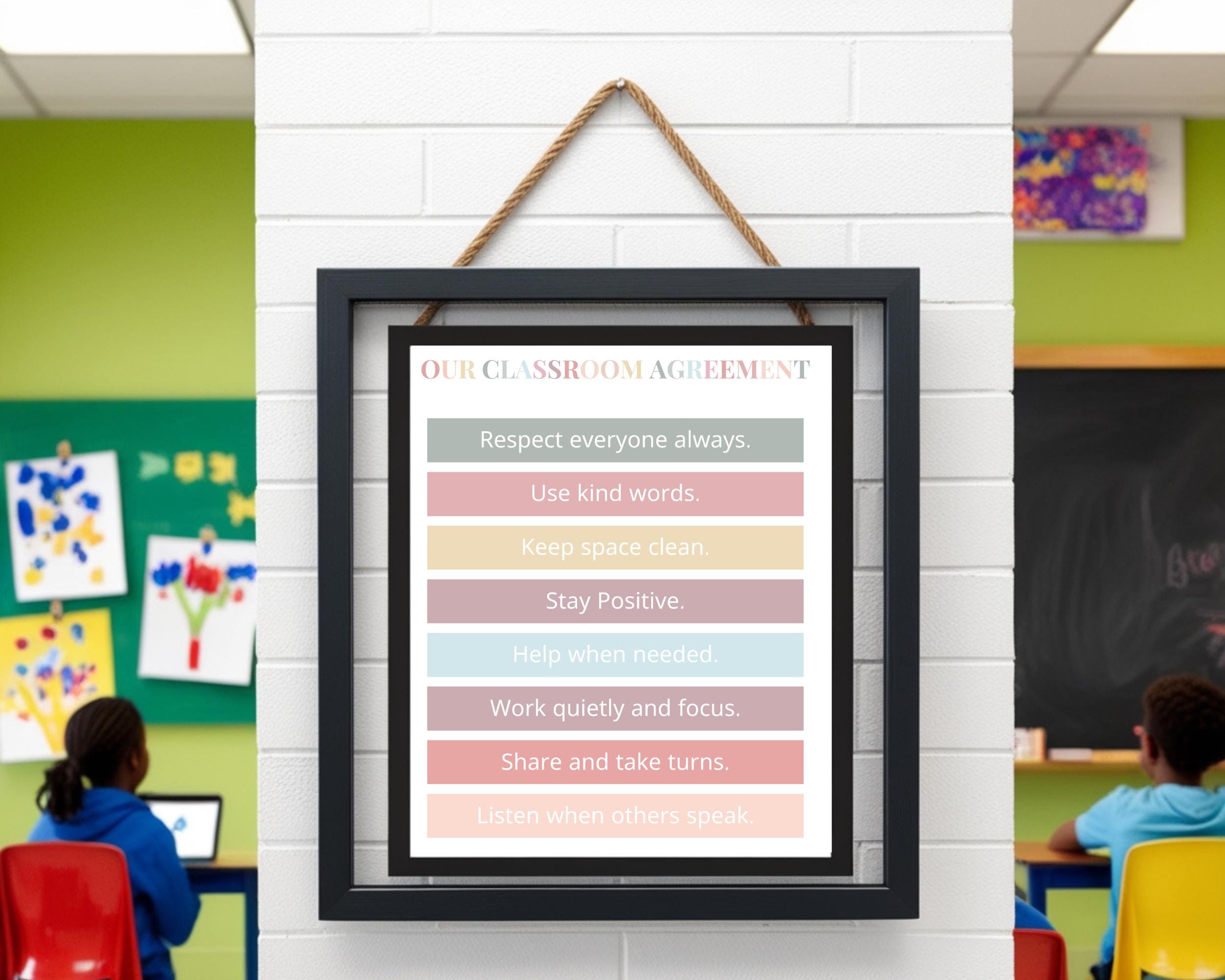Editable Classroom Rules Poster: Pastel Class Agreement (digital ...