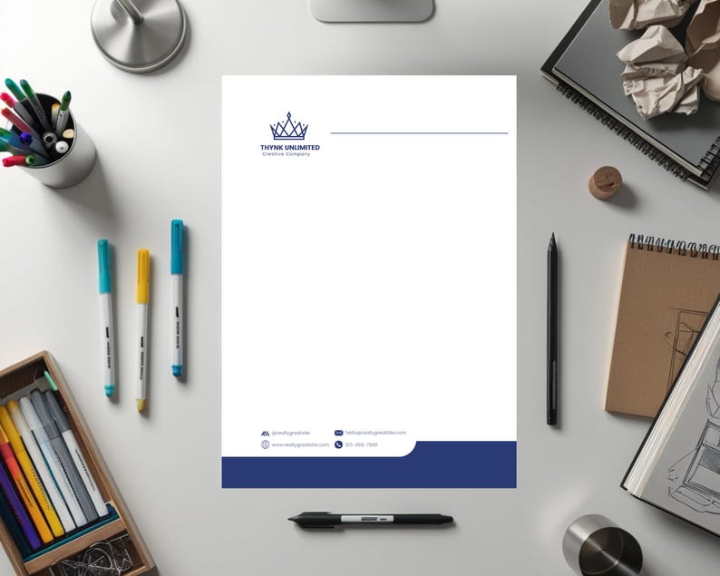 Modern Business Letterhead Template Editable in Microsoft Word or Canva ...