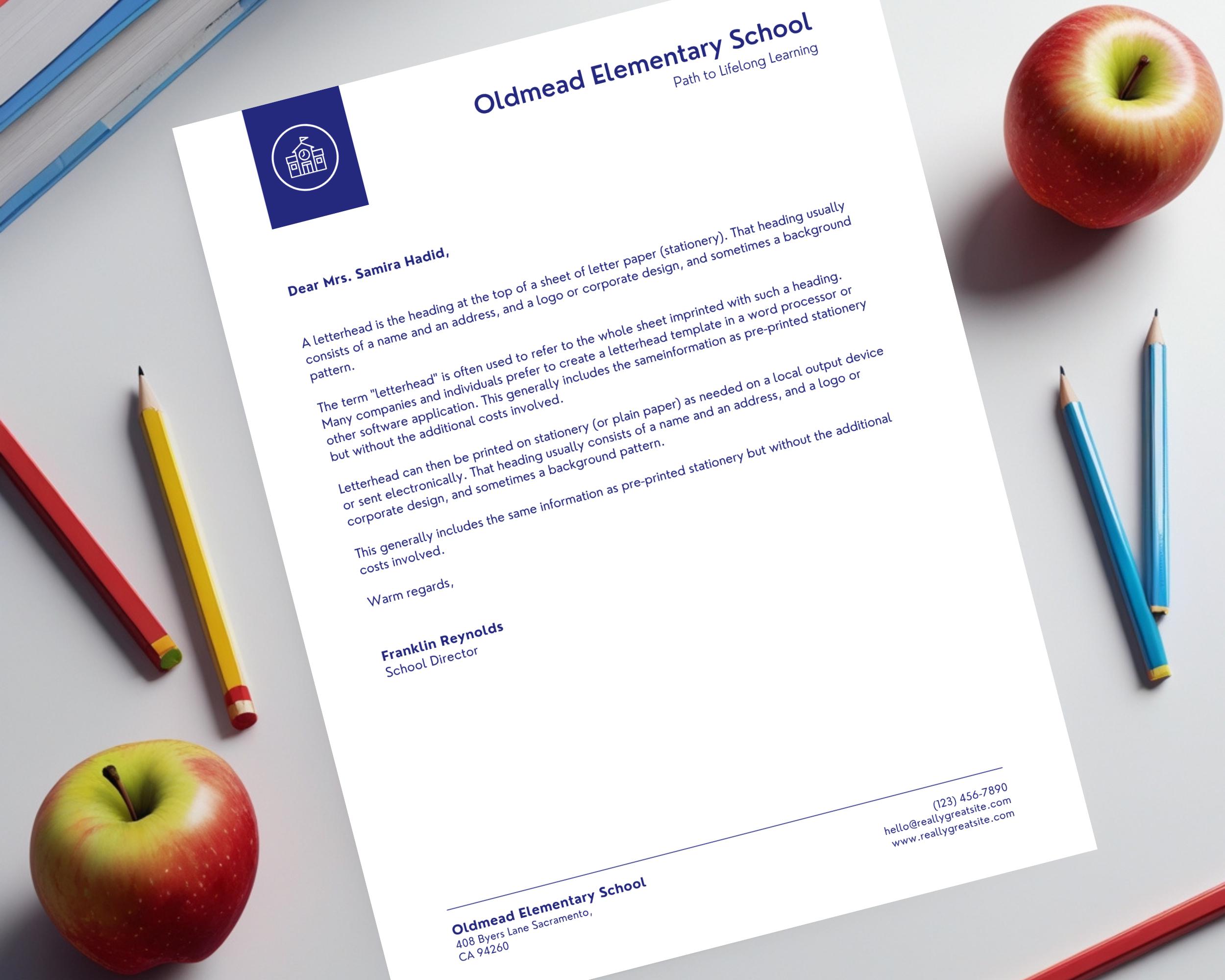 Editable Elementary School Letterhead | Microsoft Word Template | Cute ...