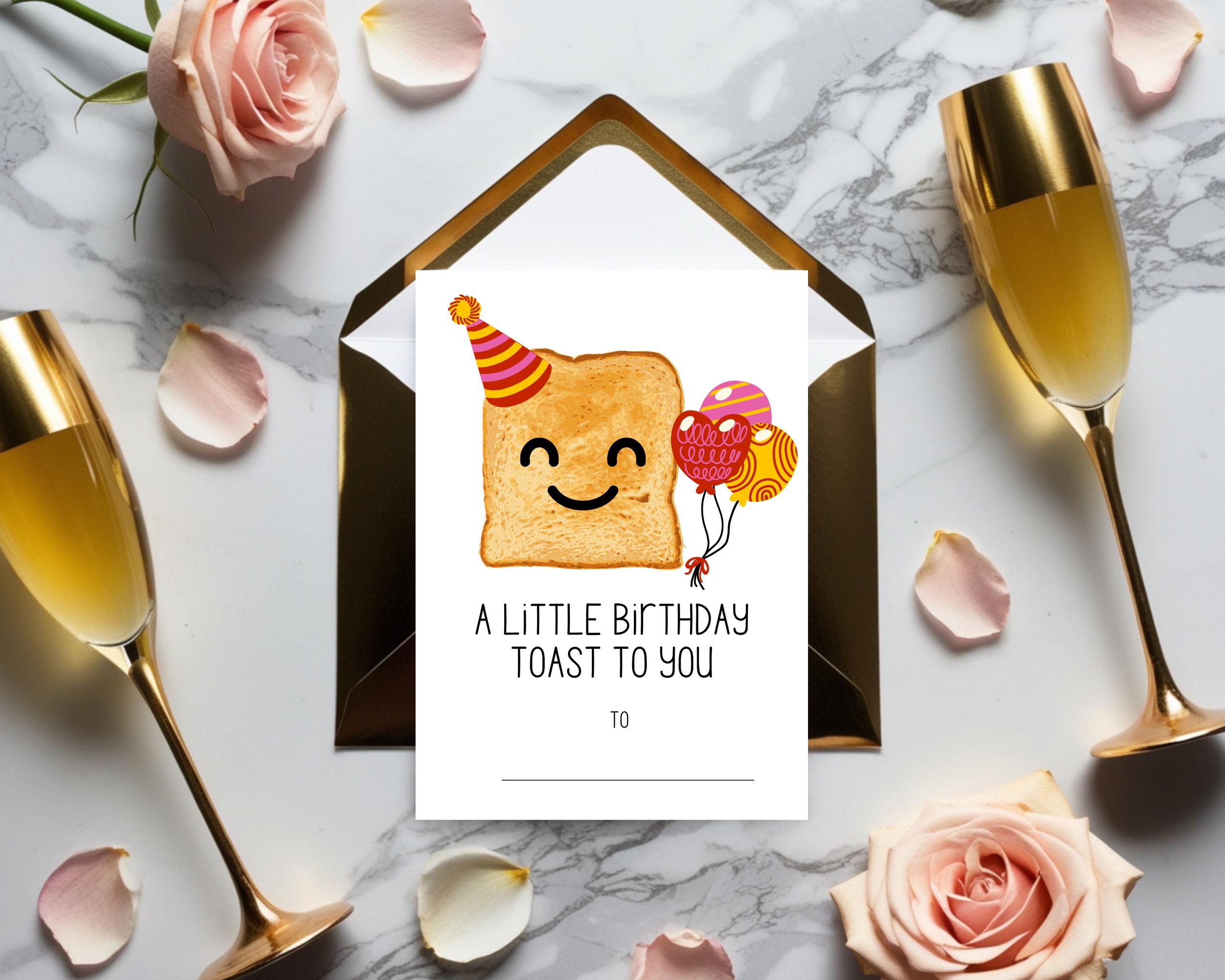 Funny Birthday Card Printable | A Little Birthday Toast to You | Cute ...