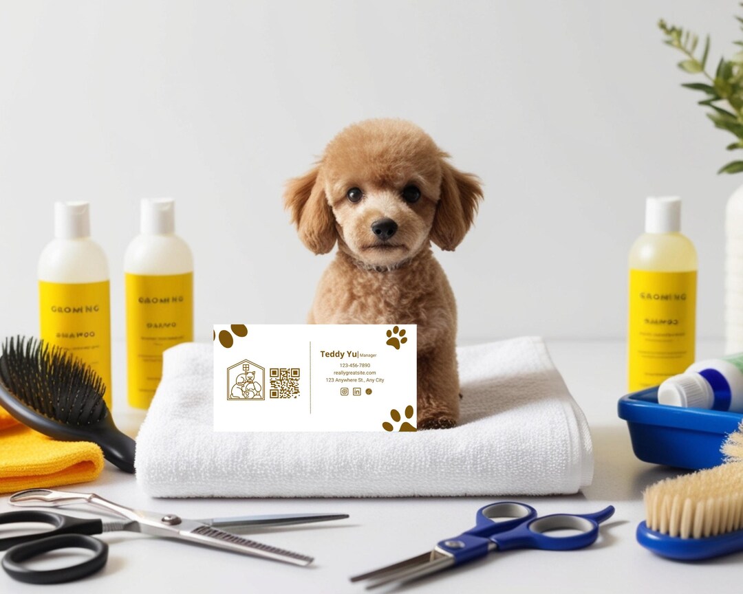 Editable Pet Business Card Template: QR Code Canva Design (digital ...