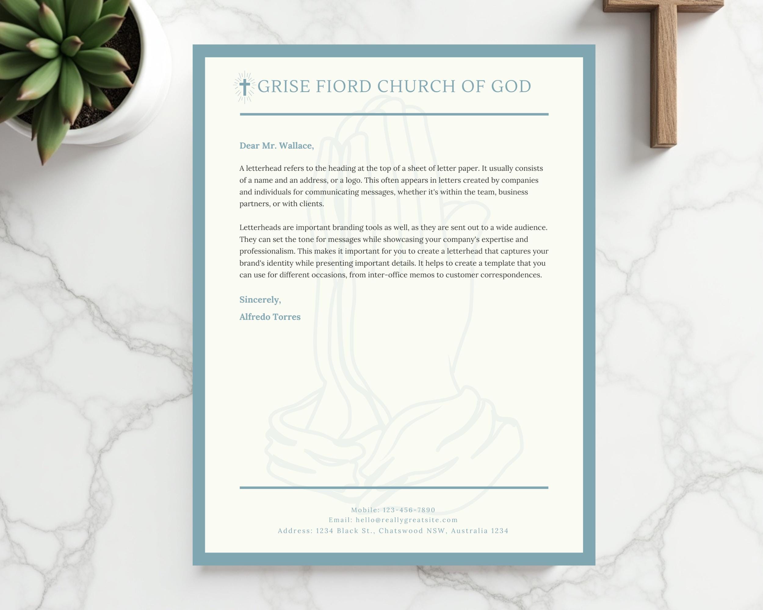 Blue Church Letterhead Template: Religious Stationery (microsoft Word ...
