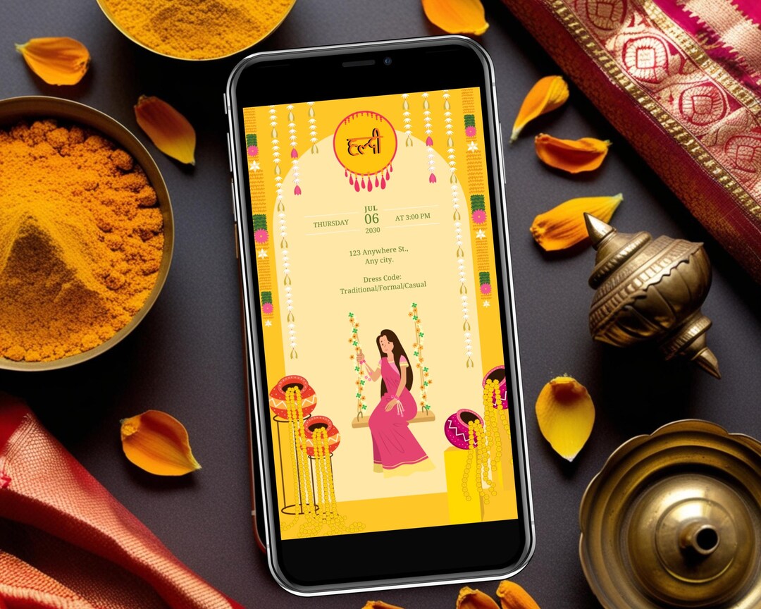 Haldi Invitation | Editable Digital Card for Gaye Holud & Pithi ...