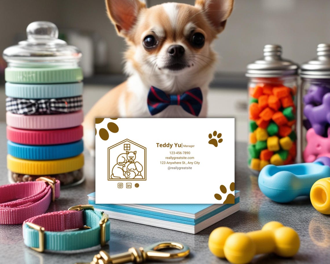 Editable Pet Business Card Template: QR Code Canva Design (digital ...
