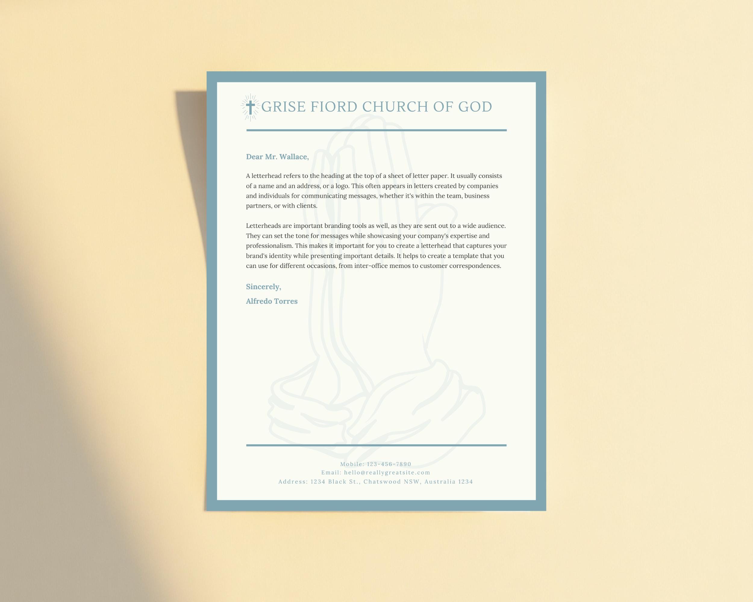 Blue Church Letterhead Template: Religious Stationery (microsoft Word ...