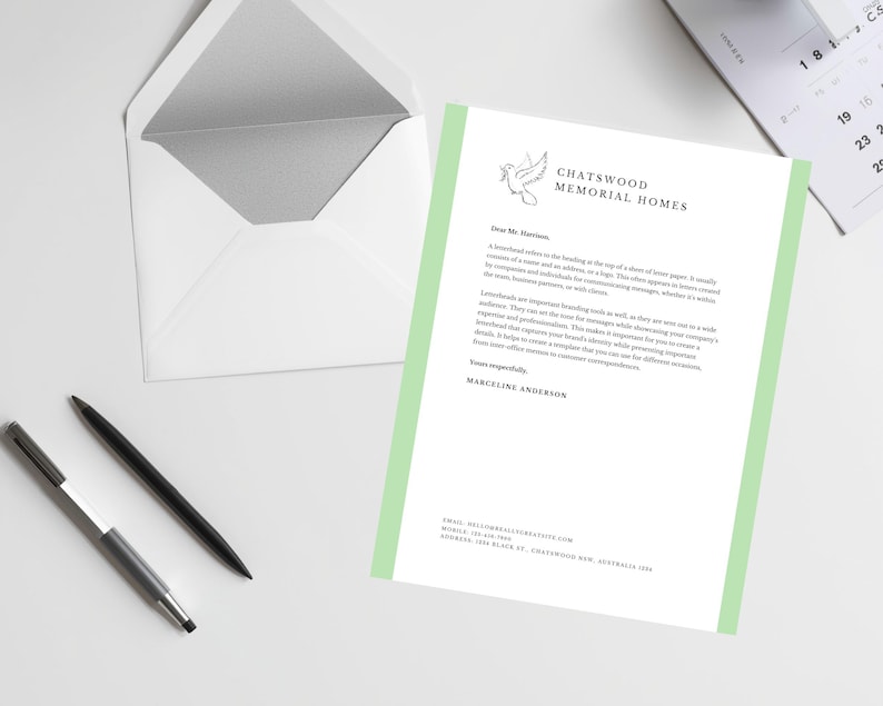 Elegant Church Letterhead Template | Printable Ministry Stationery ...