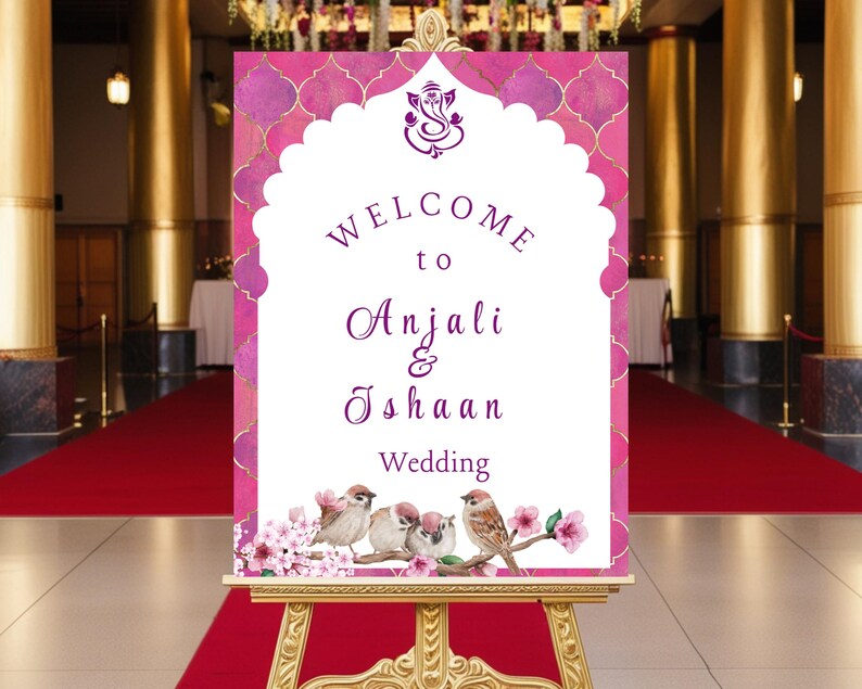 Indian Wedding Welcome Sign Template – Digital Printable Sign for ...