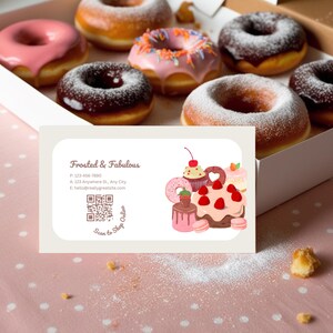 Editable Donut Business Card Template: QR Code Canva Design (instant ...