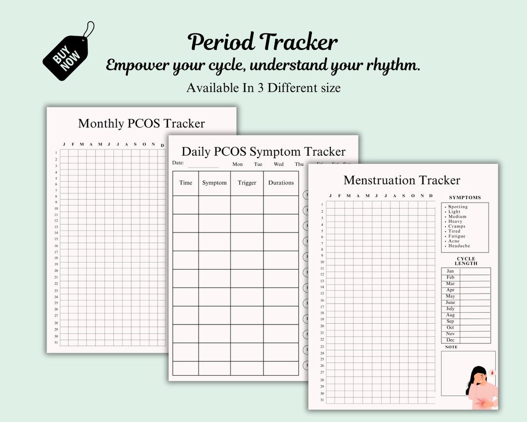 Digital and Printable Period & PCOS Tracker | Menstrual Cycle Tracker ...
