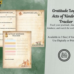 Vintage Gratitude Journal Kit: Printable Mindfulness Tracker (digital ...