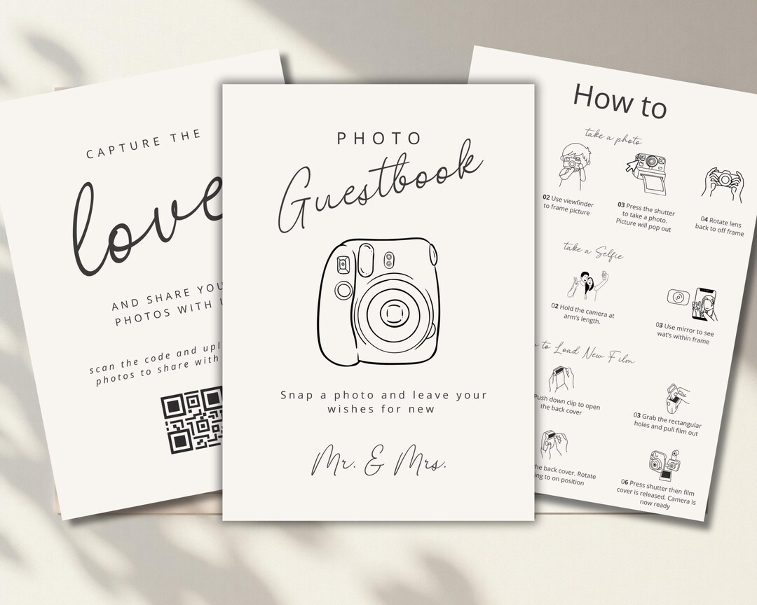 Instax Mini 12 Guestbook Sign: Minimalist Wedding Decor (PDF & JPG) - Etsy